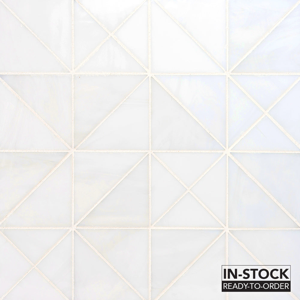 Angles Geometric Luxury Mosaic Glass Tile in Cumulus White – Oceanside ...