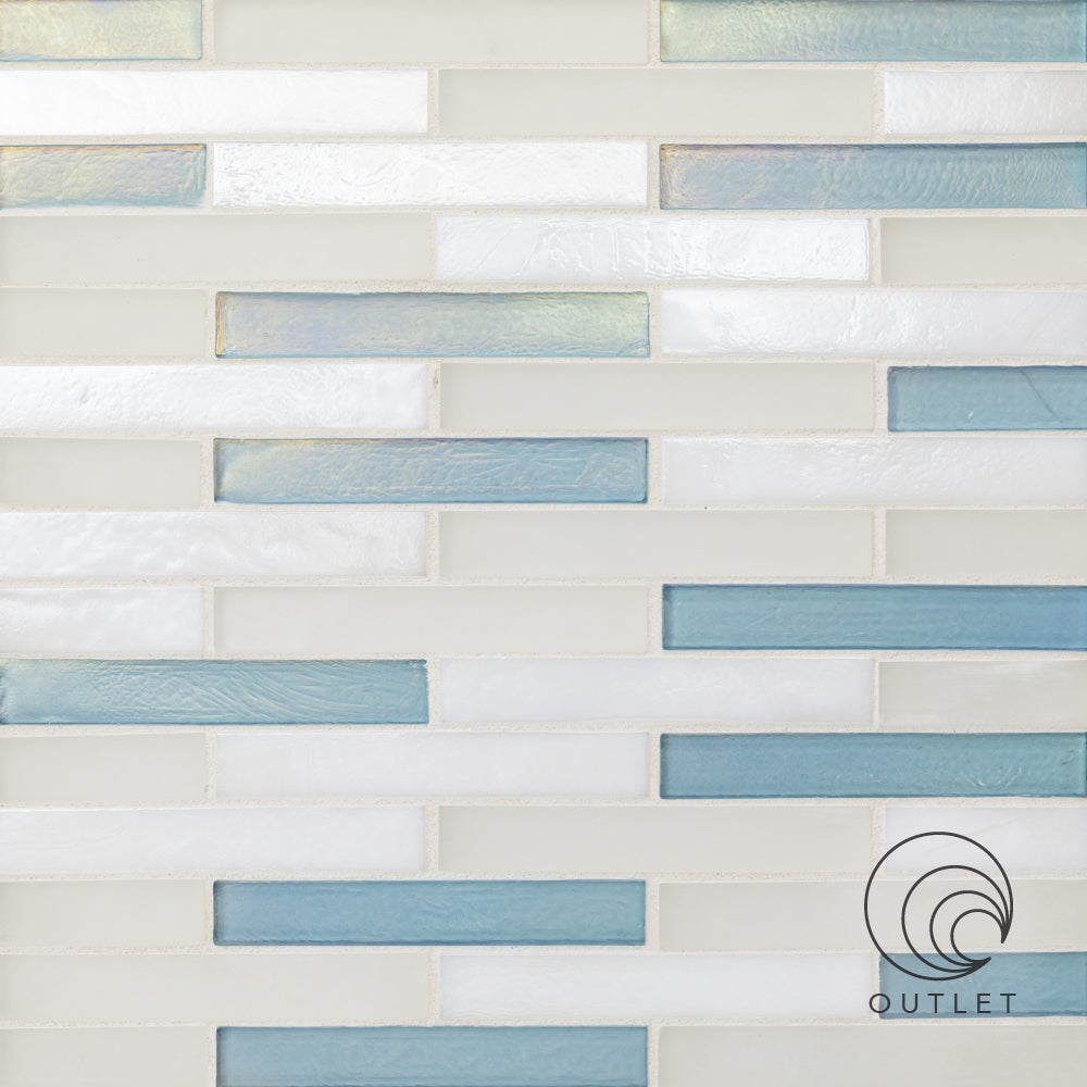 Linear Vibrato Mosaic Glass Tile in Blue/White "Stratus" Color Blend ...
