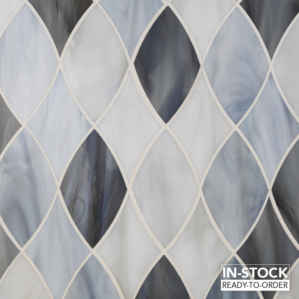 Papyrus Unique Luxury Mosaic Art Glass Tile in Thundercloud Blue, Grey ...