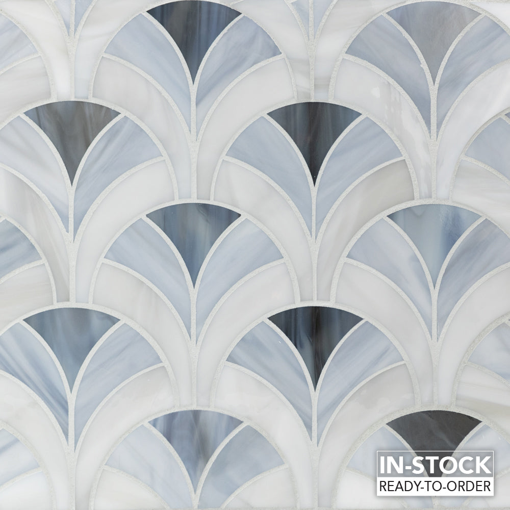 Pompeii Unique Luxury Art Glass Tile Mosaic in Thundercloud Blue/Grey ...