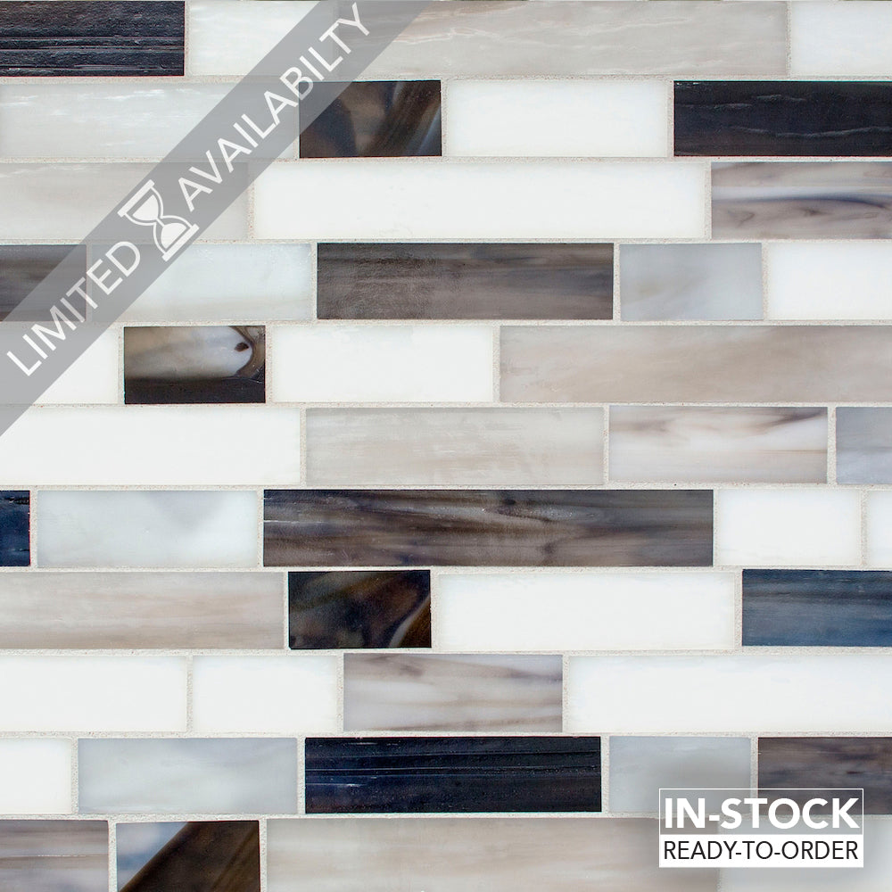 Random Linear Luxury Art Glass Mosaic Tile in Mistique Brown, Grey ...