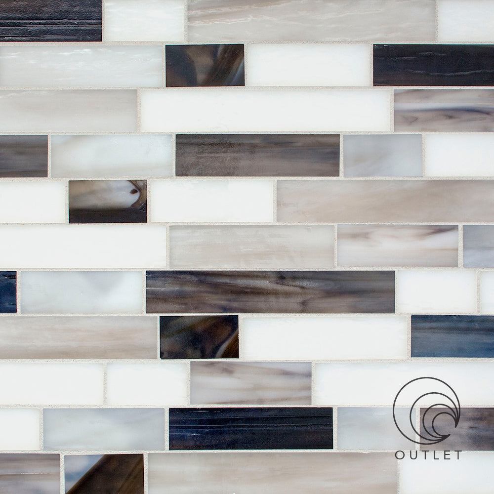 Random Linear Luxury Art Glass Mosaic Tile in Mistique Brown, Grey ...
