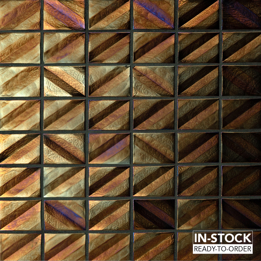 Prelude C Mosaic Glass Tile in Bronze Golden Iridescent – Glasstile