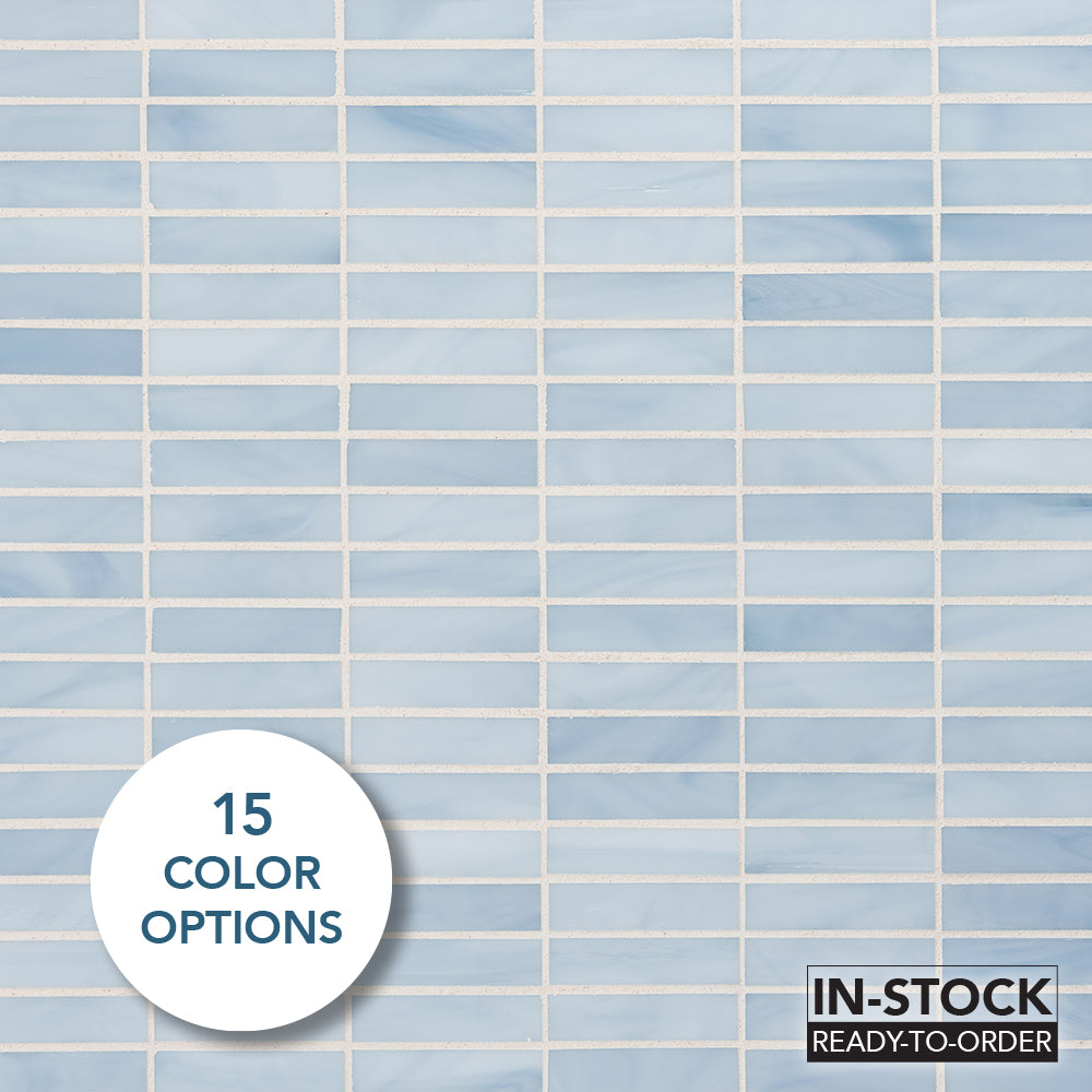 1/2x2 Straight Set Luxury Mosaic Glass Tile in 15 Color Options ...