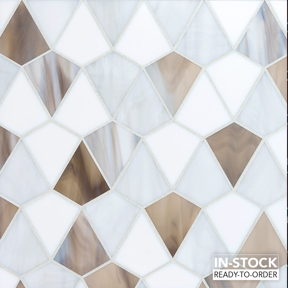 Paragon Luxury Mosaic Glass Tile in Brown/Grey/White Shoreline – Glasstile
